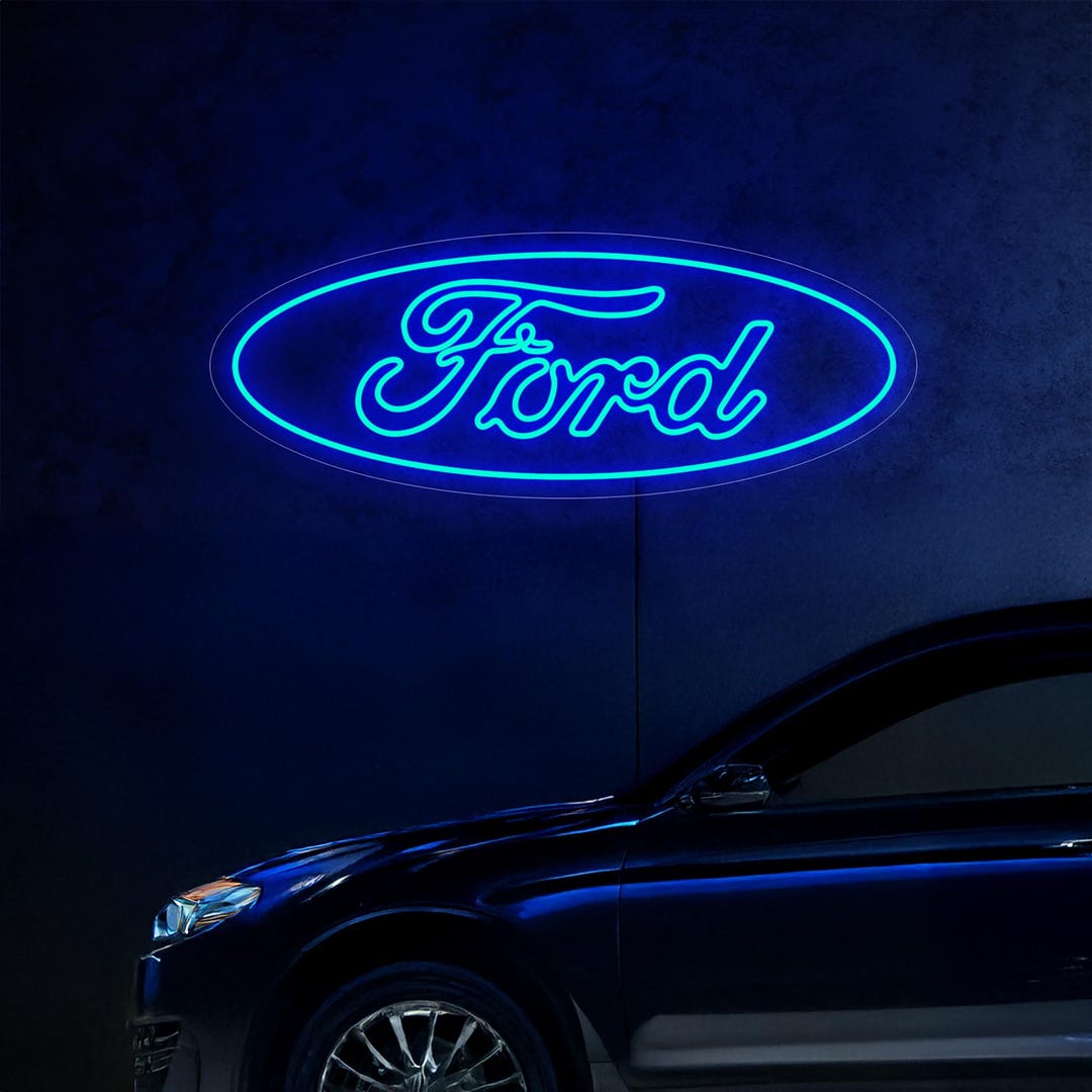 Ford Neon Sign, Ford Logo Lighted, Ford Led Sign, Car Logo Sign Decor ...