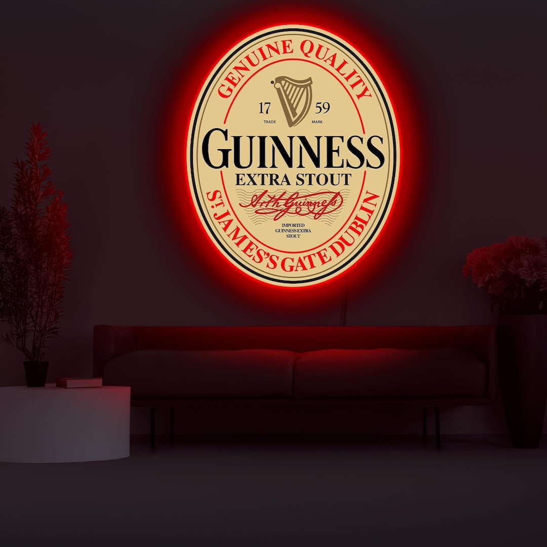 Guinness Neon Sign, Guinness Beer Sign, Guinness Led Sign, Guinness ...