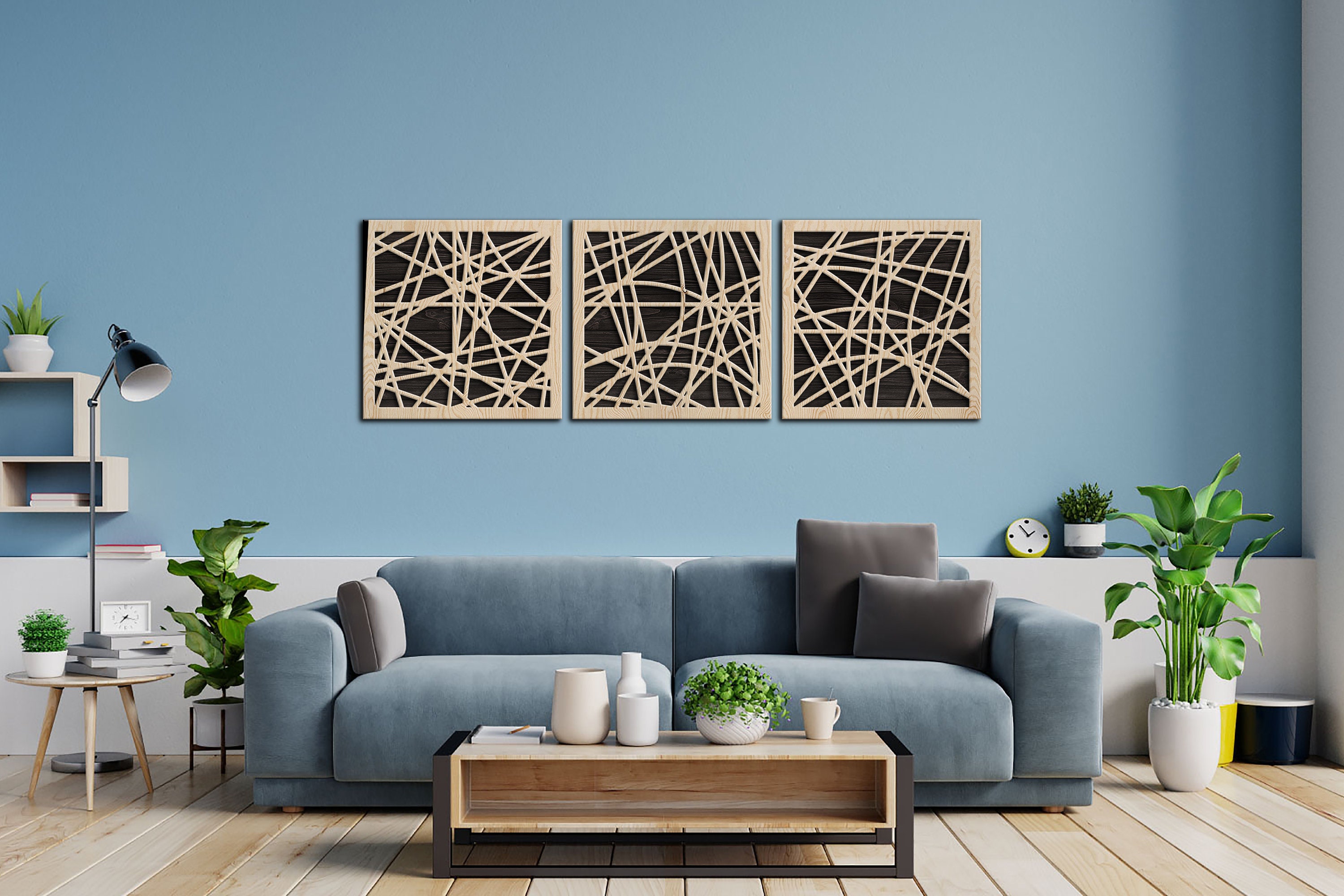Modern Wood Wall Art Set, Abstract Wood Wall Art, Abstract Wood Wall ...