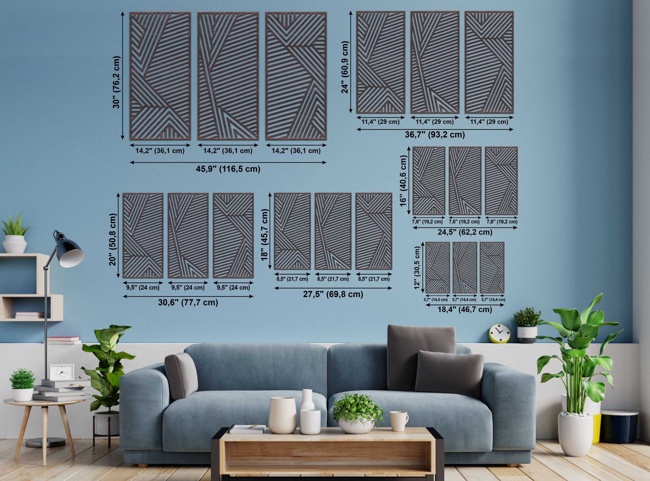Wood wall art Geometric wood wall art set Wood panel wall | Etsy
