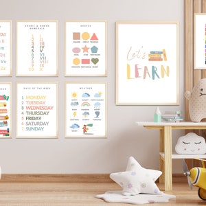 Set of 8 Educational Posters, Homeschool Prints,maria Montessori ...