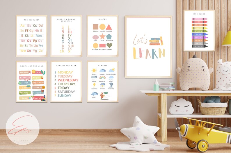 Set of 8 Educational Posters, Homeschool Prints,maria Montessori ...