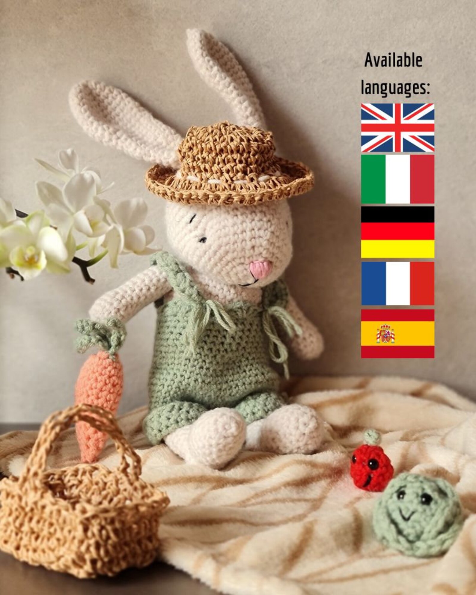 Rabbit Amigurumi Crochet Pattern, Bunny Toy Hand Made Pattern, Picnic ...