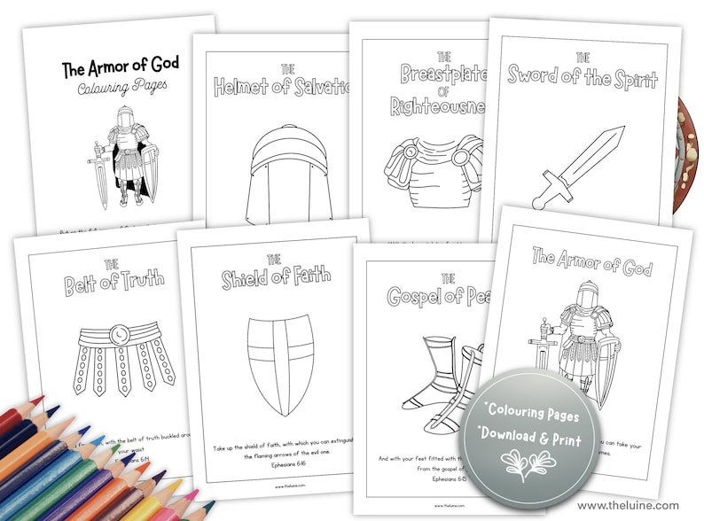 Armor of God Coloring Pages for Kids Bible Verse Worksheets Printable ...