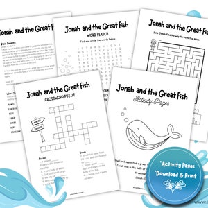 Jonah Activity Pages for Kids Bible Verse Worksheets Printable Sunday ...