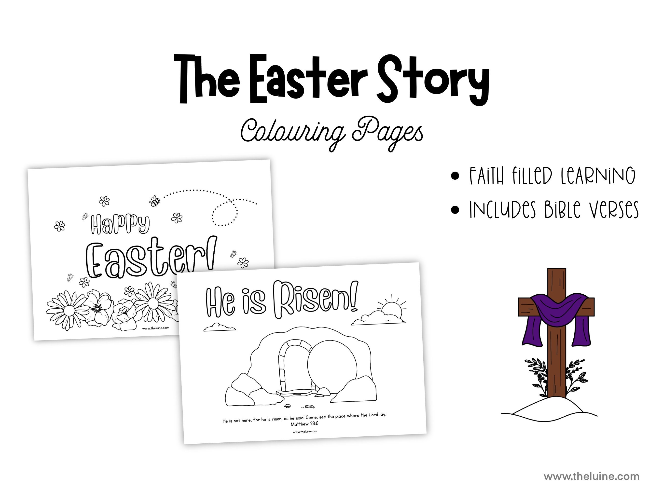 Easter Coloring Pages for Kids Bible Verse Worksheets Printable Sunday ...
