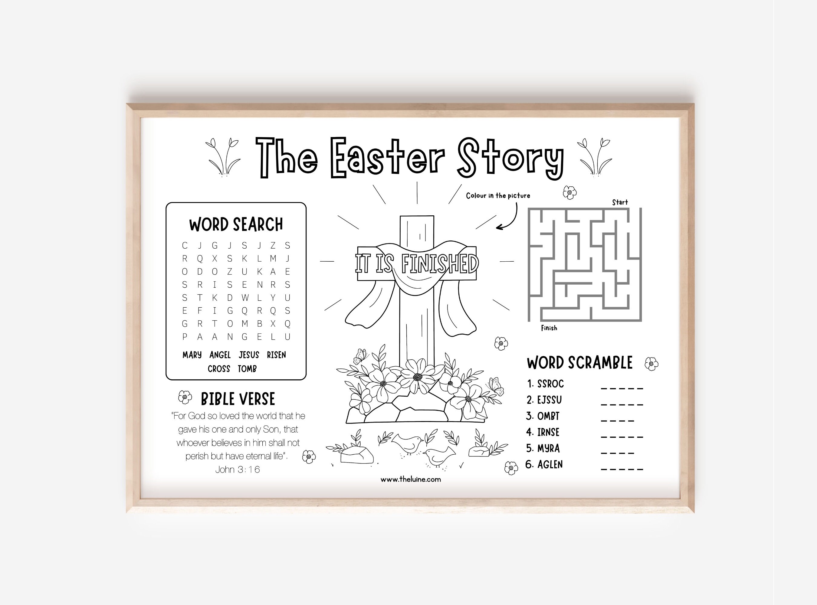 Easter Story Activity Placemat for Kids Bible Verse Activity Sheets ...