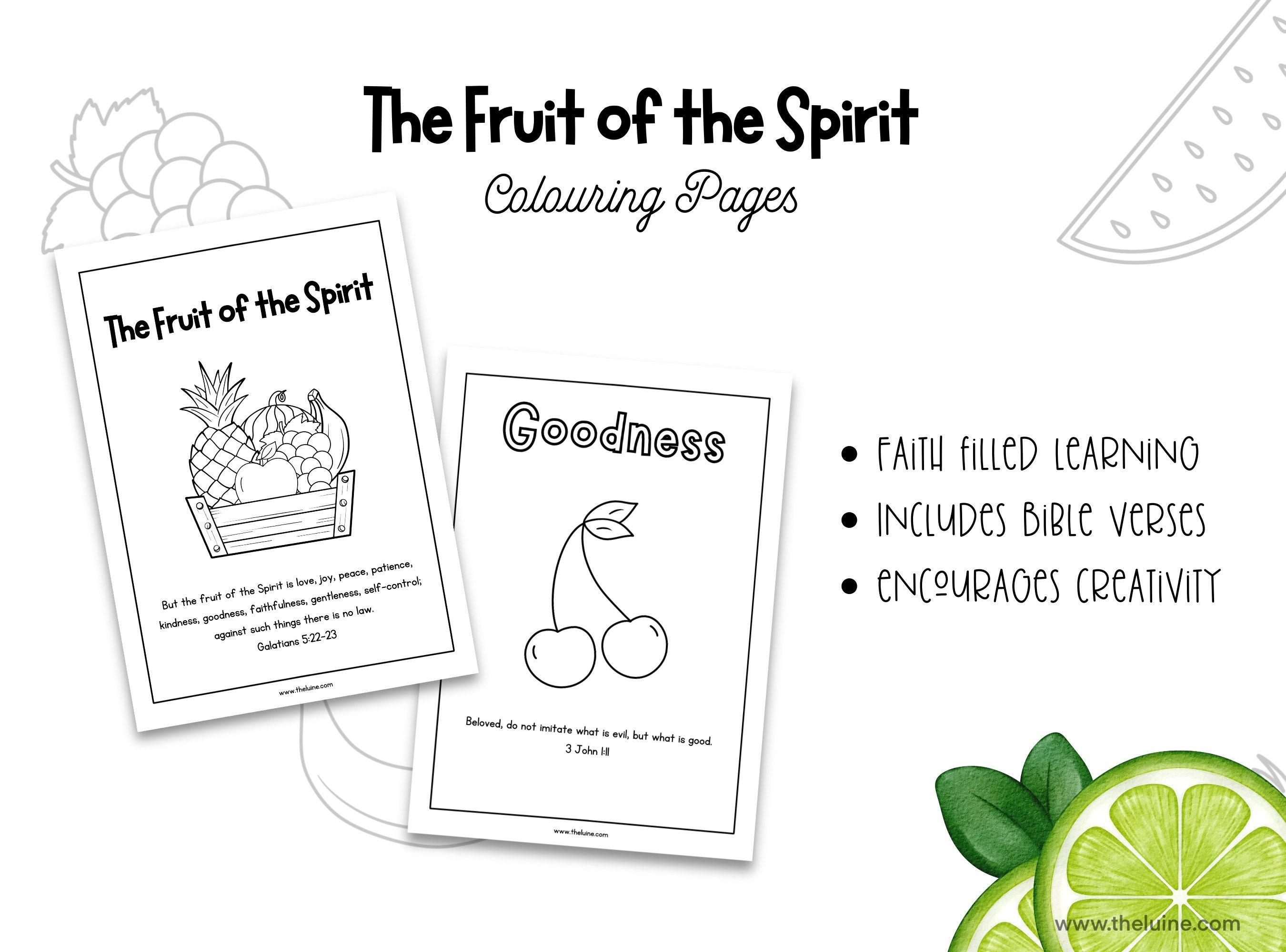 Fruit of the Spirit Coloring Pages for Kids Bible Verse Worksheets ...