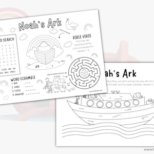 Noah’s Ark Activity Placemat for Kids Bible Verse Activity Sheets ...