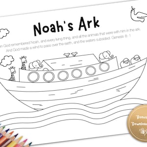 Noah’s Ark Activity Placemat for Kids Bible Verse Activity Sheets ...
