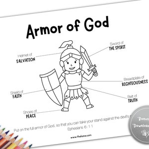 Armor of God Activity Placemat for Kids Bible Verse Activity Sheets ...
