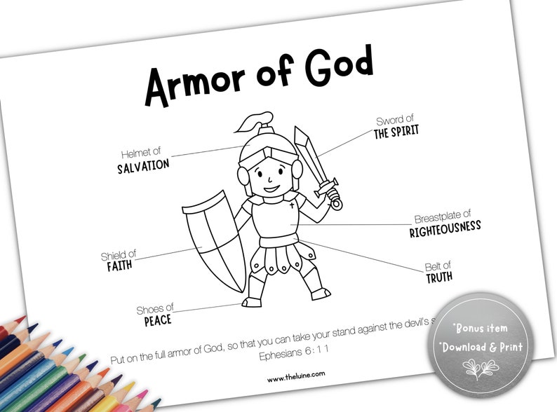 Armor of God Activity Placemat for Kids Bible Verse Activity Sheets ...