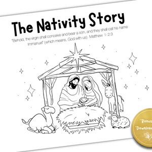 Nativity Activity Placemat for Kids | Bible Verse Worksheet | Sunday ...