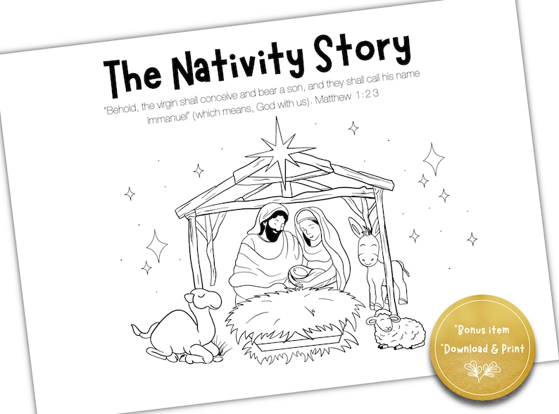 Nativity Printable for Kids Bible Verse Activity Sheets Sunday School ...