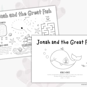 Jonah Activity Placemat for Kids Bible Verse Activity Sheets Printable ...