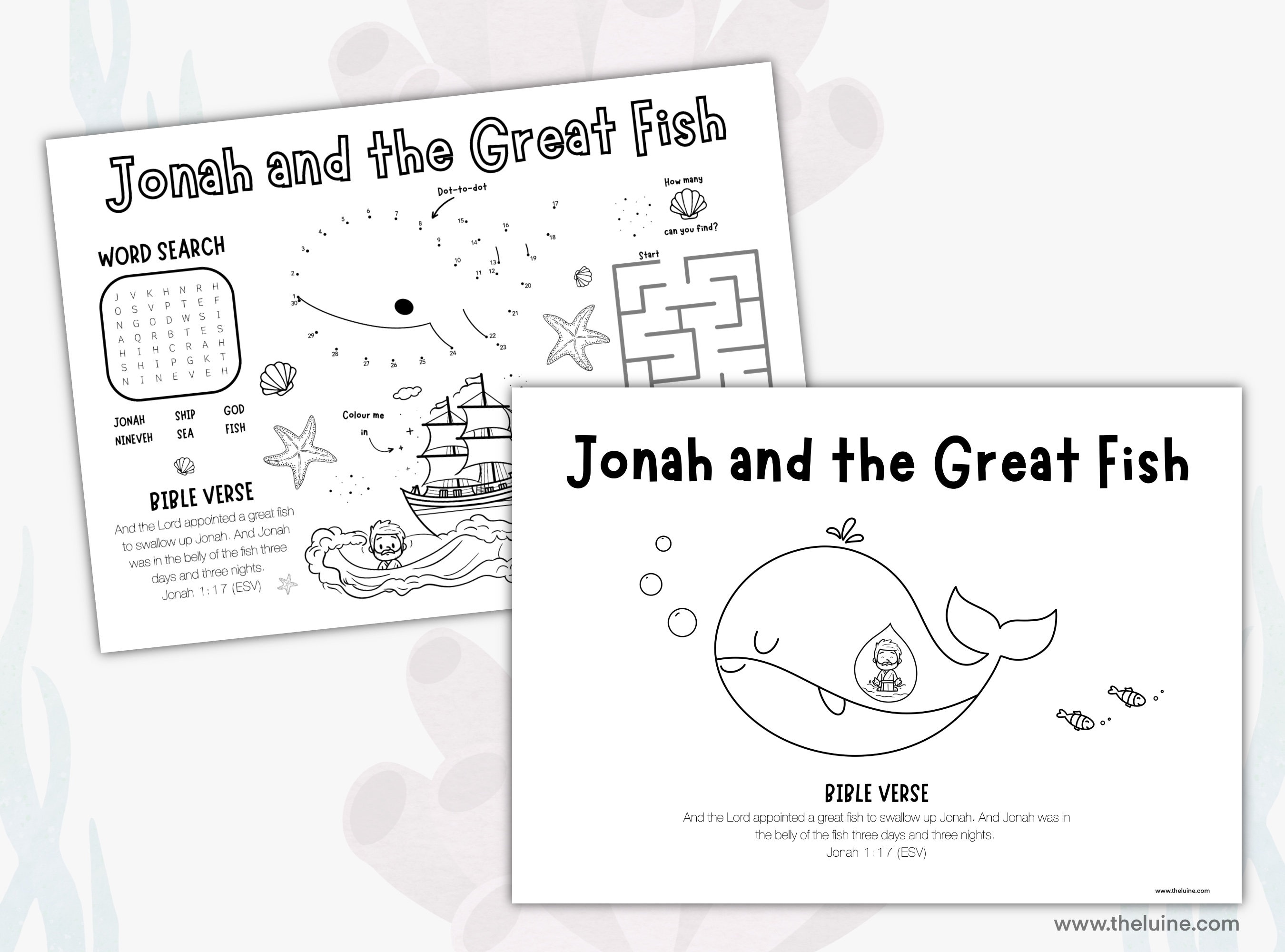 Jonah Activity Placemat for Kids Bible Verse Activity Sheets Printable ...