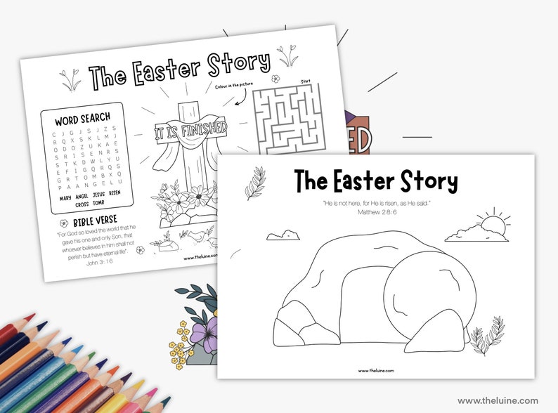 Easter Story Activity Placemat for Kids Bible Verse Activity Sheets ...