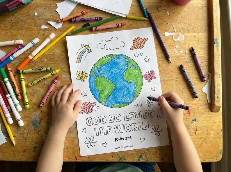 God so Loved the World Coloring Page | Kids Bible Verse Activity ...