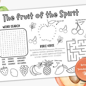 Fruit of the Spirit Activity Sheet, Kids Bible Activity - Etsy