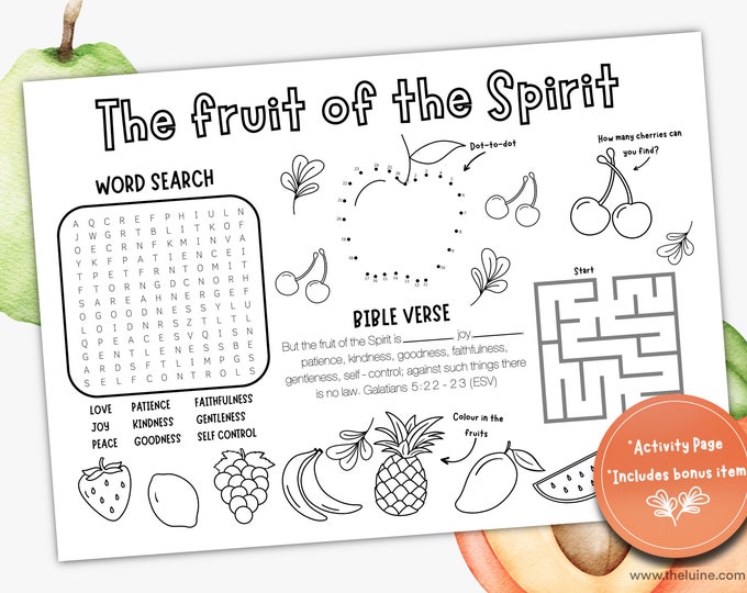Fruit of the Spirit Activity Pages | Bible Coloring | PRINTABLE Bible ...
