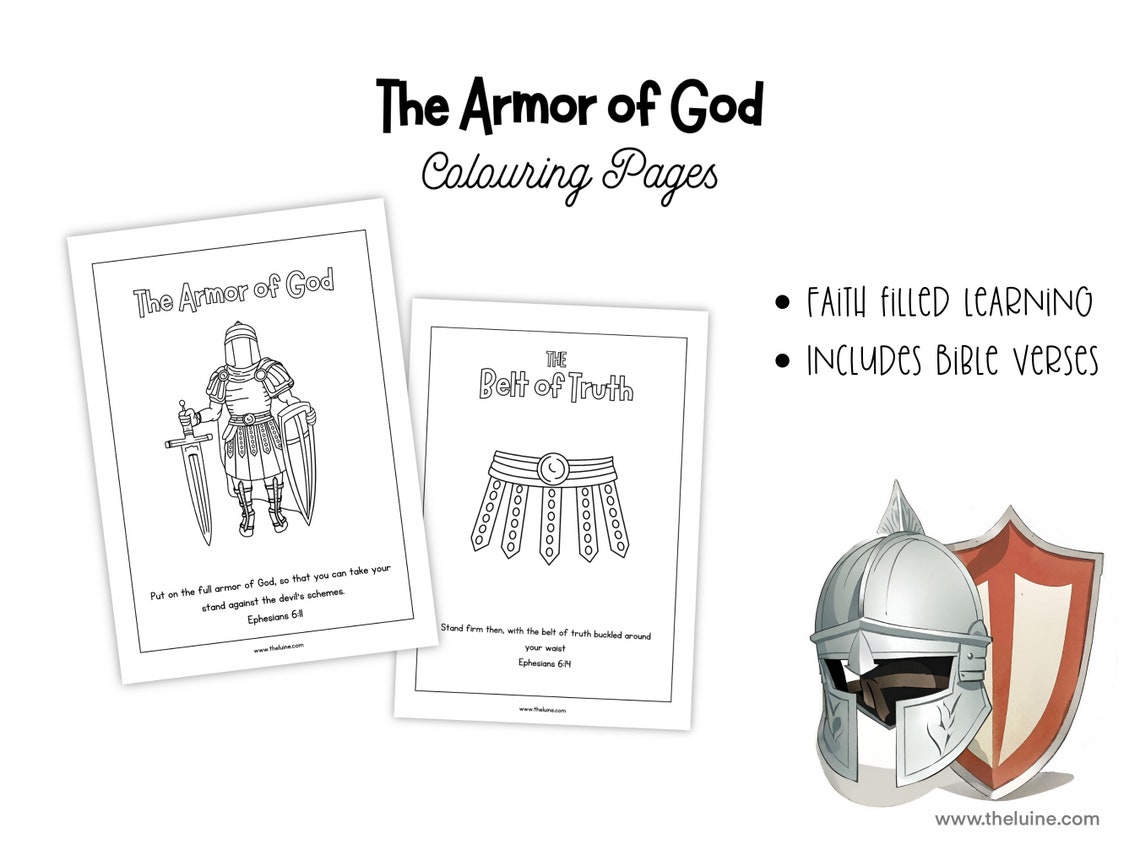 Armor of God Coloring Pages, Kids Bible Verse Worksheets | VBS ...