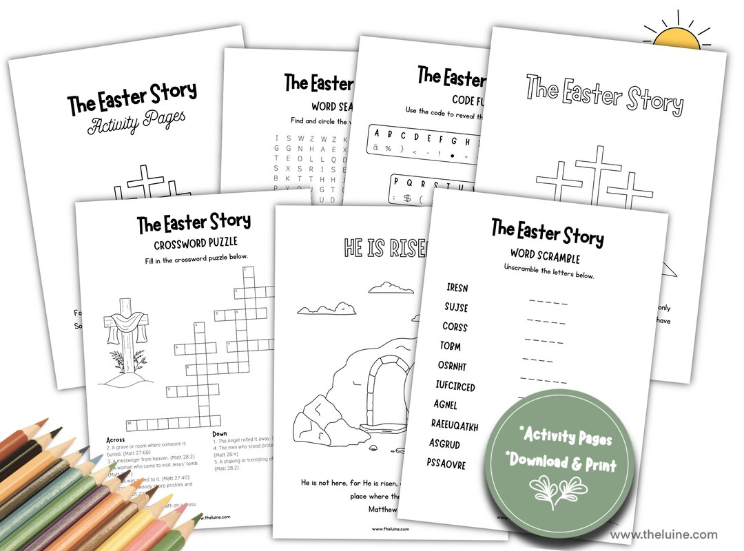 Easter Story Activity Pages for Kids Bible Verse Worksheets Printable ...