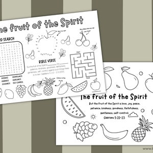 Fruit of the Spirit Activity Placemat for Kids Bible Verse Activity ...