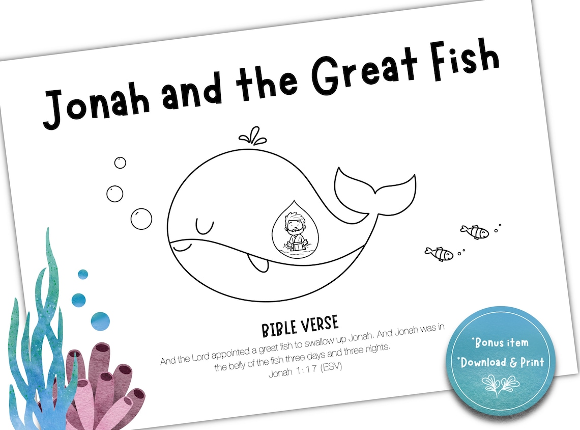 Jonah Activity Pages for Kids Bible Verse Worksheets Printable Sunday ...