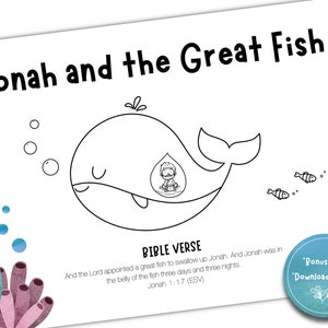 Jonah Activity Pages for Kids Bible Verse Worksheets Printable Sunday ...