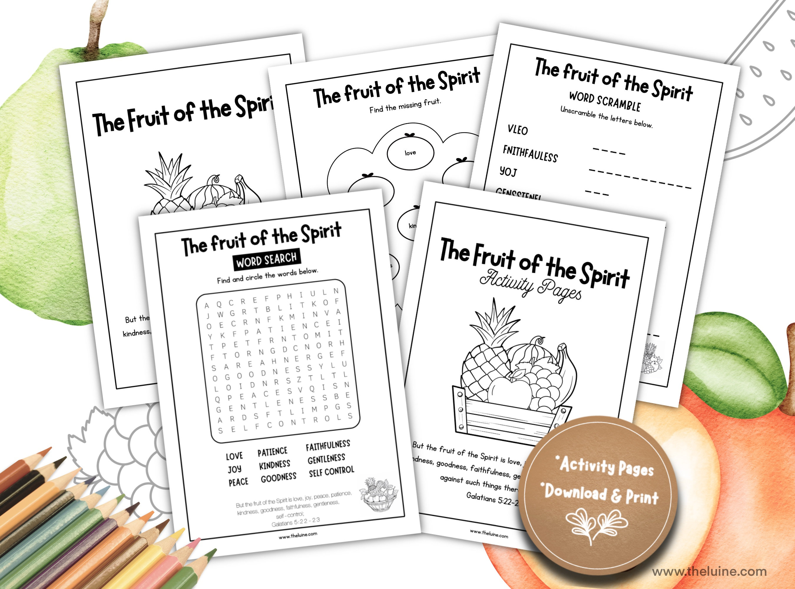 Fruit Of The Spirit Worksheets