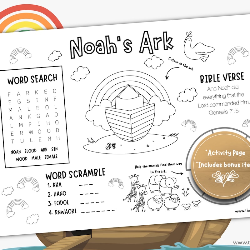 Noahs Ark Activity Sheet - Etsy
