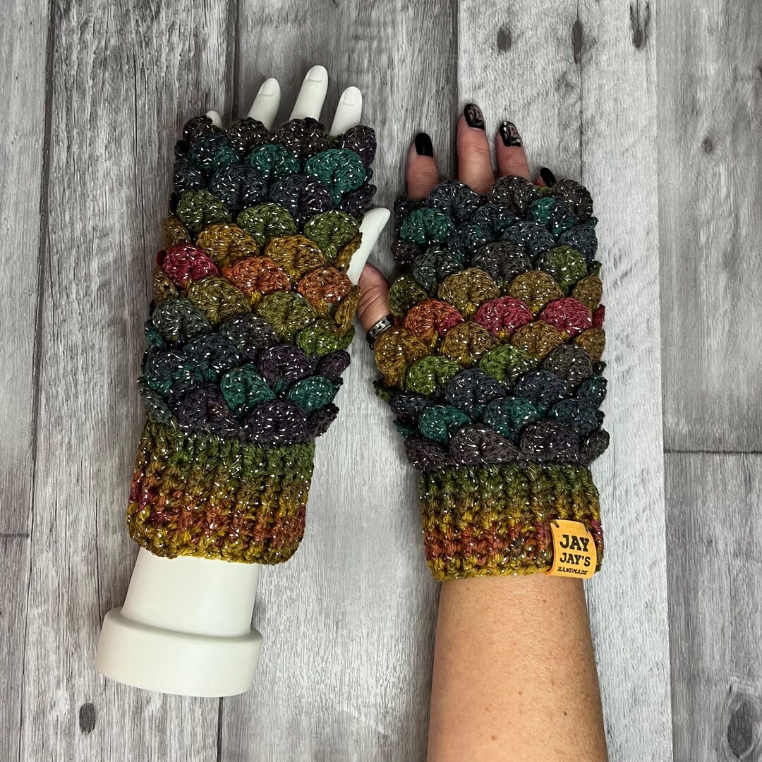 Dragon Scale Gloves, Fingerless Dragon Gloves,sparkling Autumn Shades ...