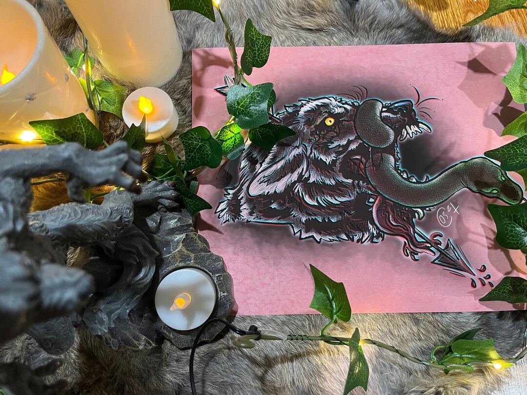 TRAD TATTOO WOLF | Archival Art Print - Etsy