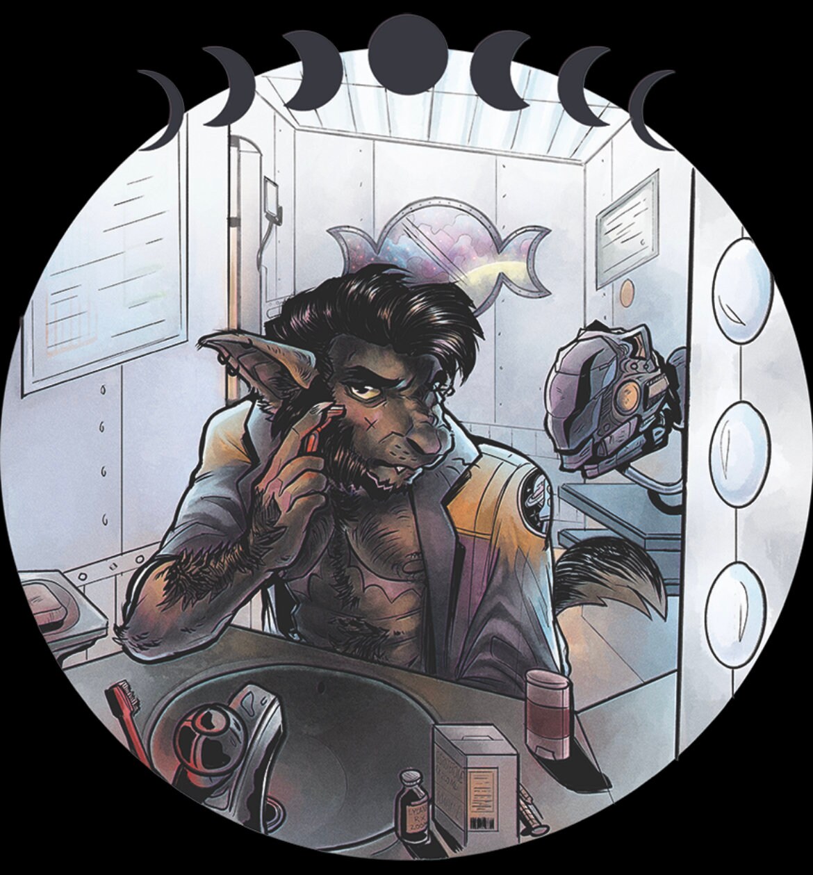 SPACE WEREWOLF | Sticker | Trans Art, Sci-fi Sticker - Etsy