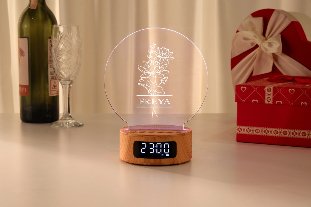 Night Light With Birth Flower custom Led Night Lamp custom Name Night ...