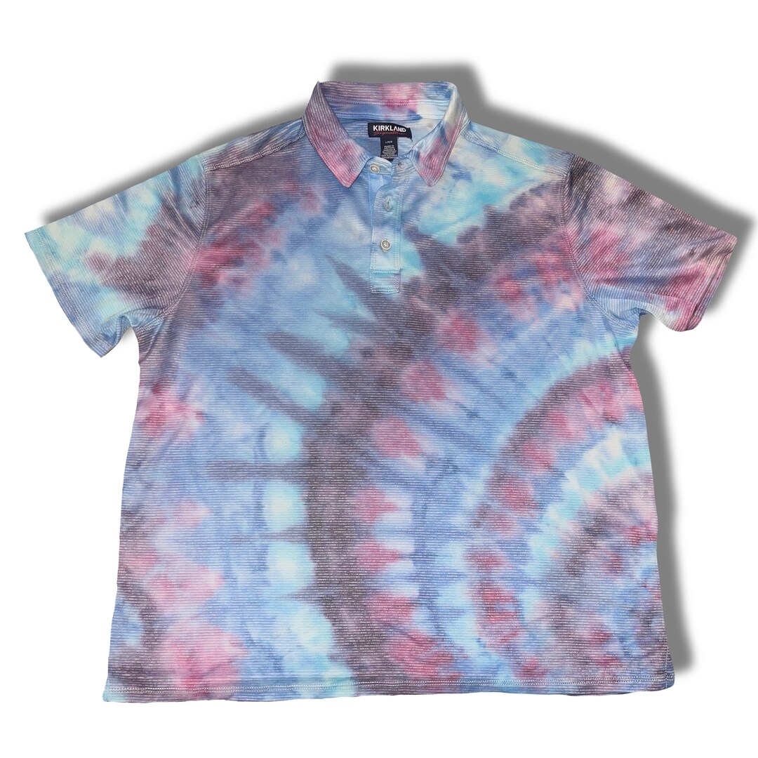 Blue/purple Spiral Ice Tie Dye Polo (unisex L Modal Polo) - Etsy