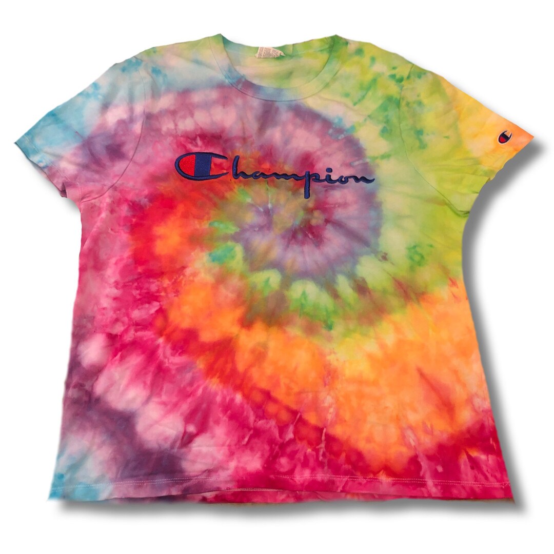 Champion Ice-dyed Rainbow Spiral womens XL - Etsy