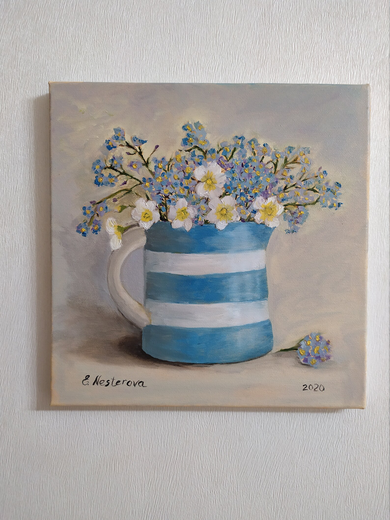 Flowers painting. Wall decor. Forget me not painting. Still | Etsy