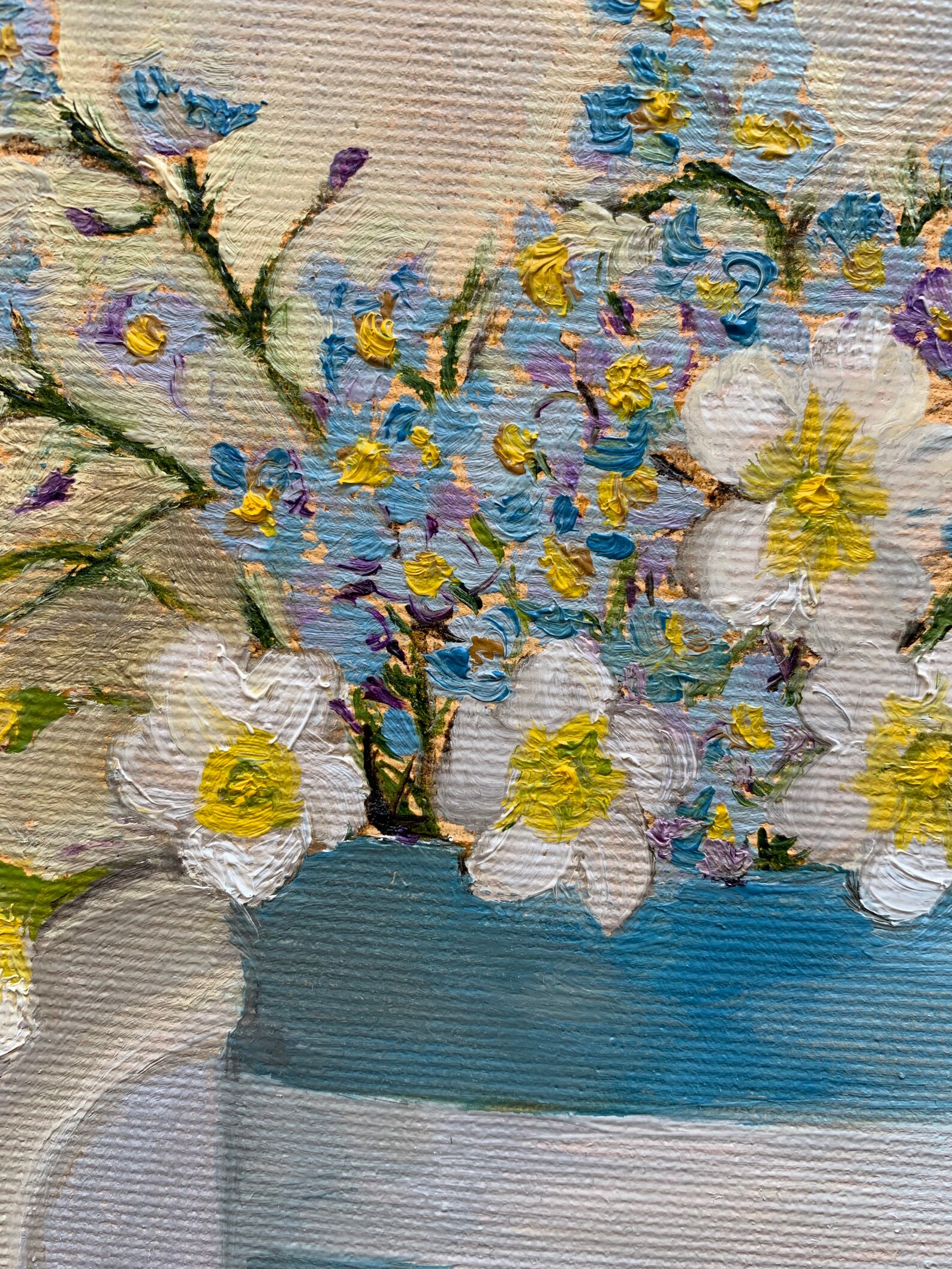 Flowers Painting. Wall Decor. Forget Me Not Painting. Still Life Oil ...