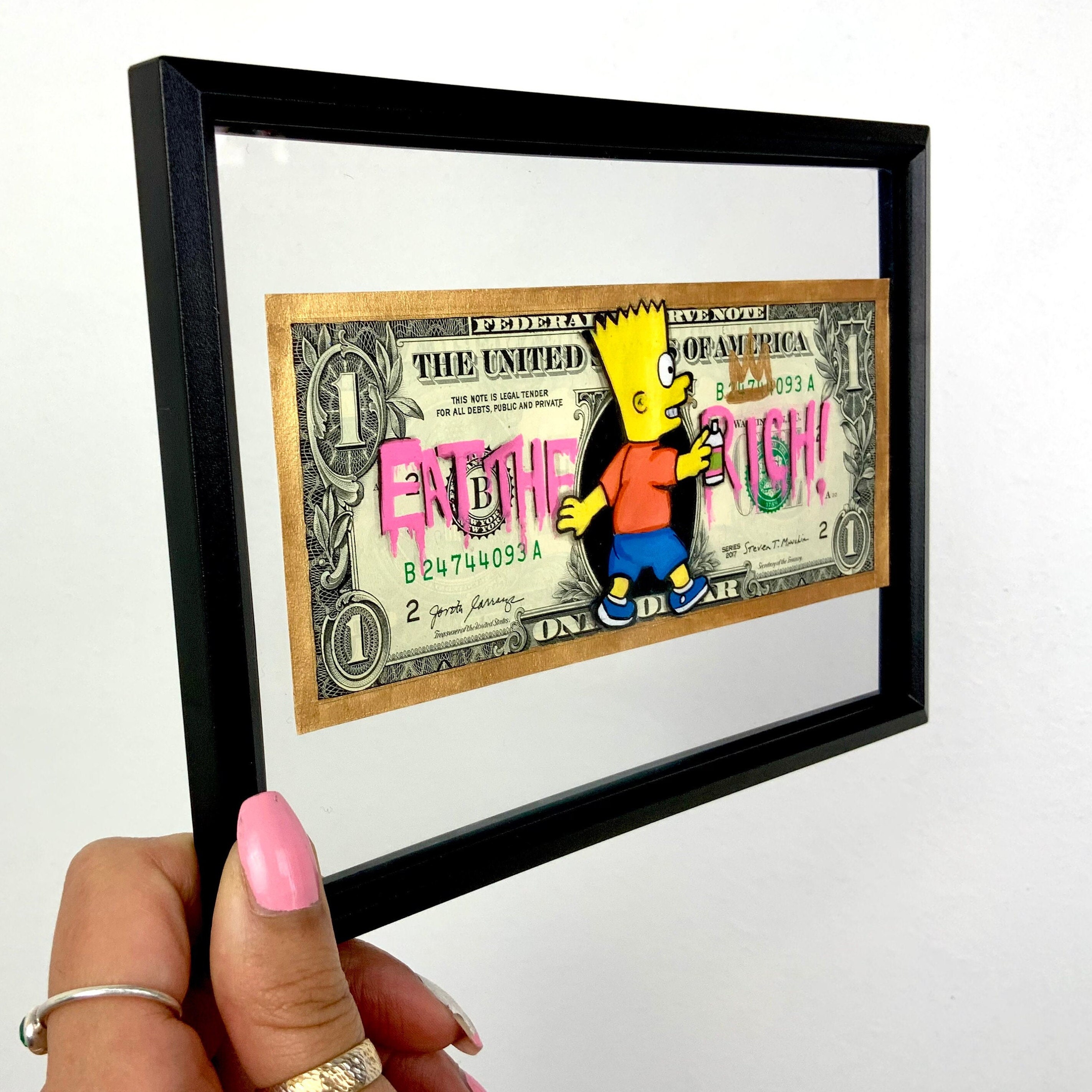 Eat the Rich Dollar Bill Art Bart Simpson Money Gift - Etsy