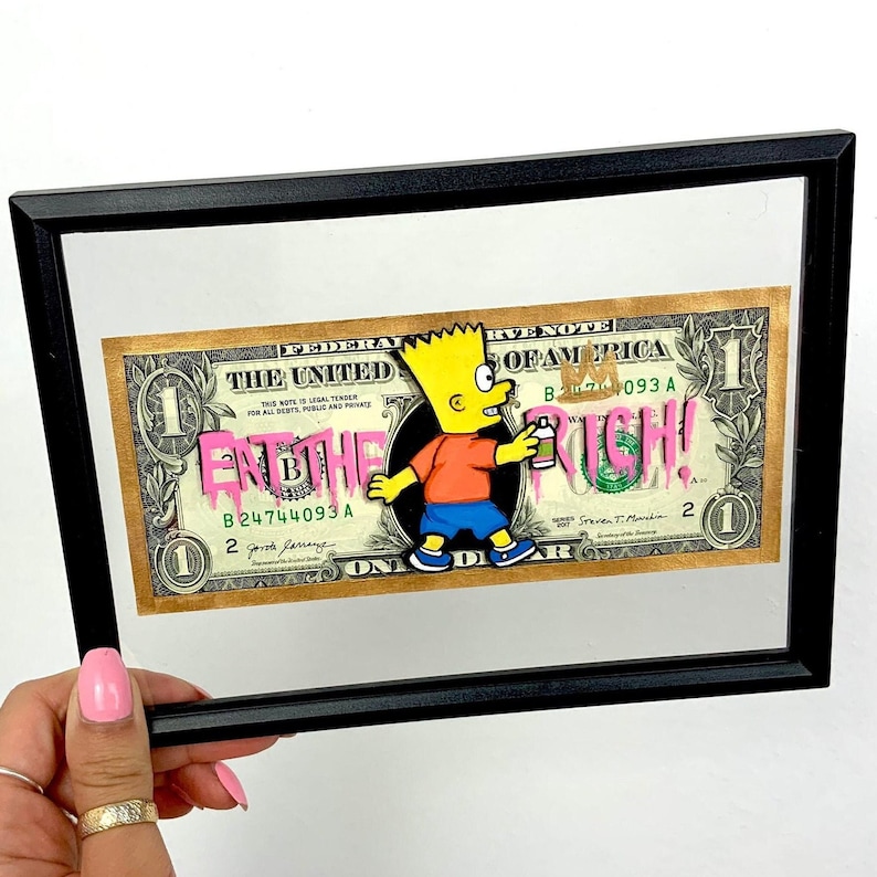 Eat the Rich Dollar Bill Art Bart Simpson Money Gift - Etsy