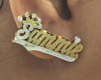 Name Plate Earrings - Etsy