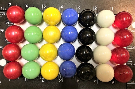 1 28 Pcs 7 Colors 25mm Opaque Solid Glass Marbles Marble - Etsy