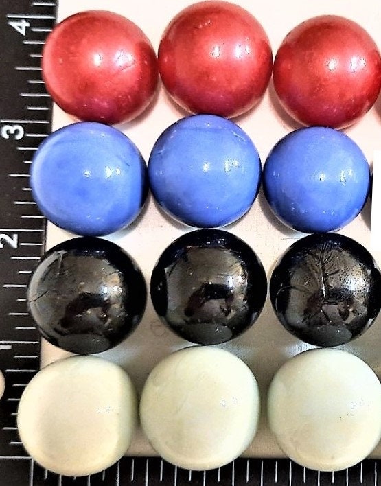1 INCH 12 Opaque 25mm 3 Each 4 Four Colors Solid Glass Marbles Balls ...