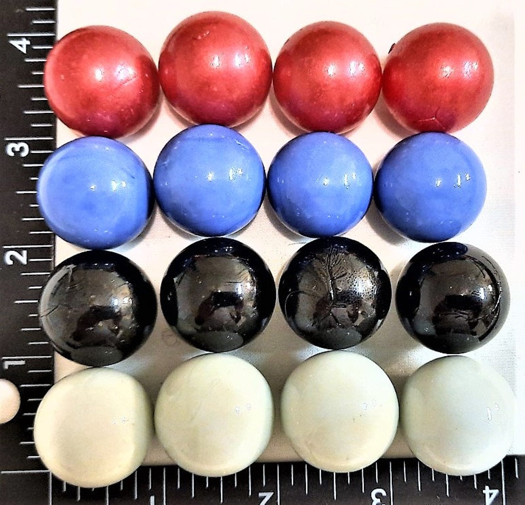 1 INCH 16 Opaque 25mm 4 Each 4 Four Colors Solid Glass Marbles Balls ...