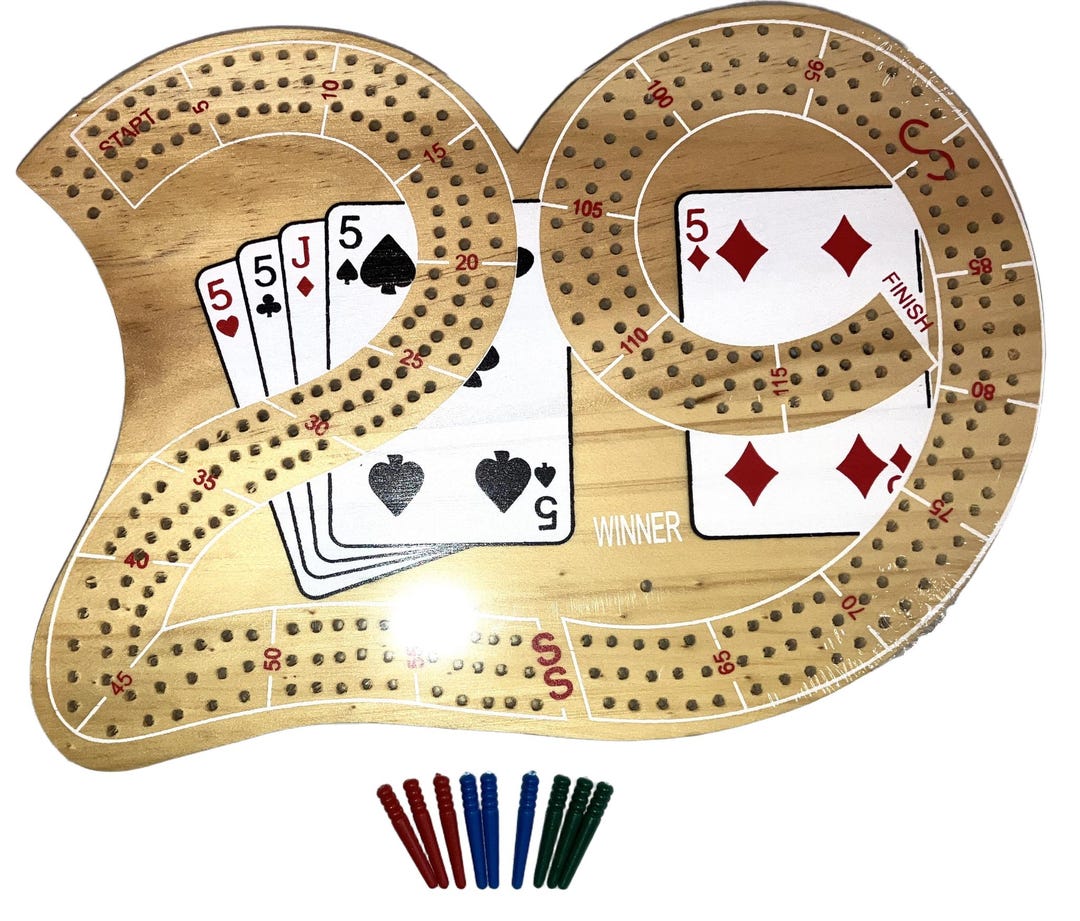 Cribbage Board 29 Three 3 Track Continuous Pine Wood Card Classic ...