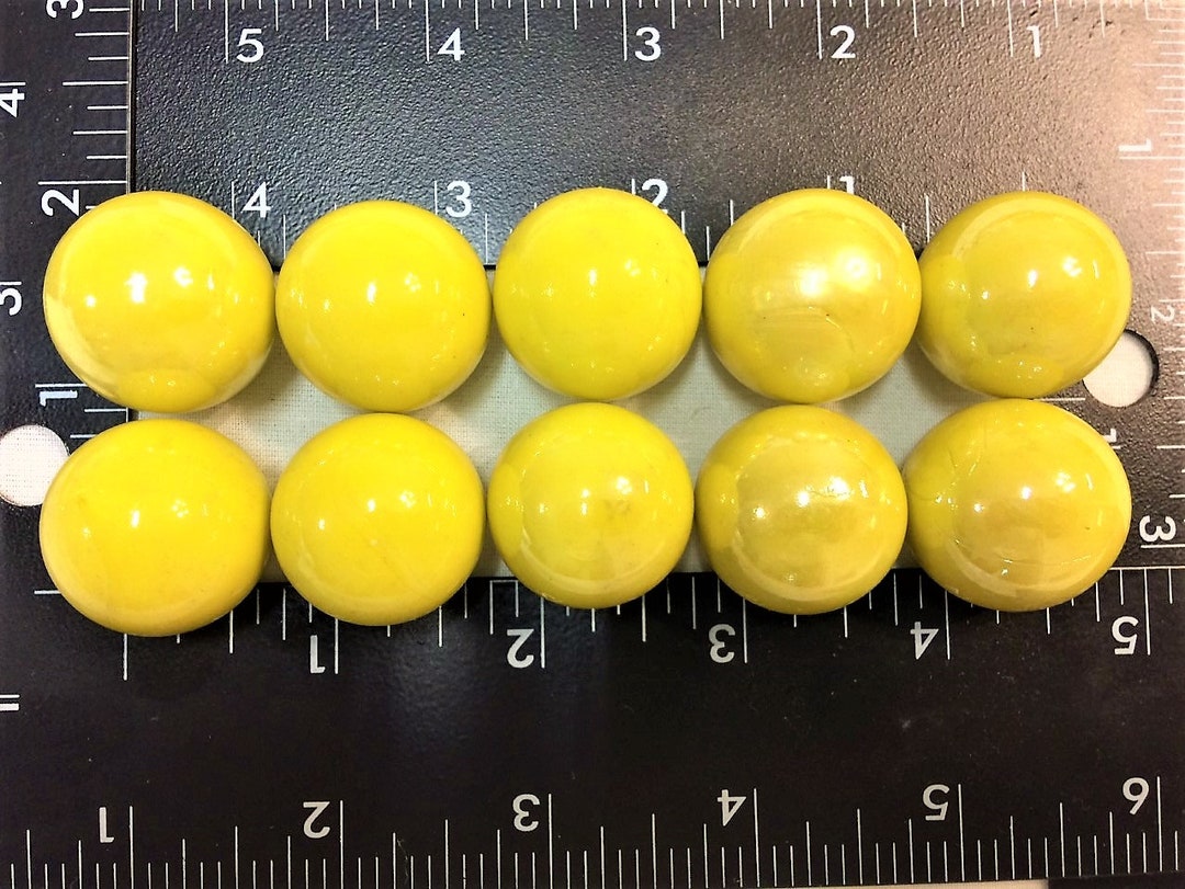 1 Inch 1" Yellow 25mm YELLOW 10 Pcs Opaque Solid Glass Game Marbles ...
