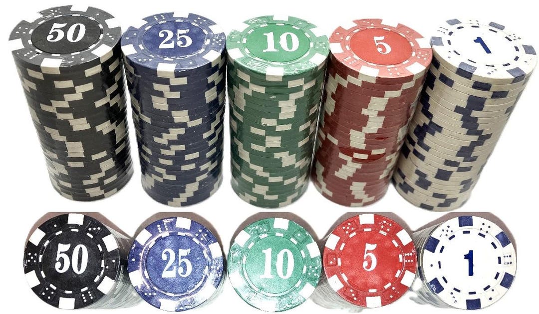 125 Clay Poker Chips 11.5 Gms With Number Denominations Screen Painted ...