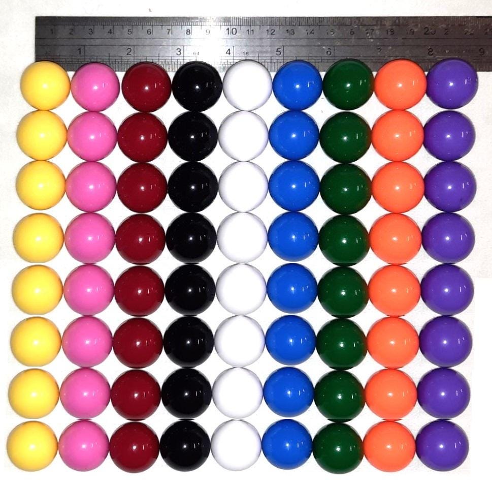 1 INCH Solid Opal Marbles 9 Colors 25mm 72 Opaque 1" IN Acrylic Plastic ...