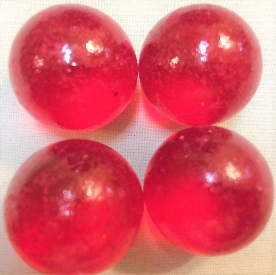 1" 24 Pcs RED Color 25mm Semi Transparent Solid Glass Marble 24 of RED ...